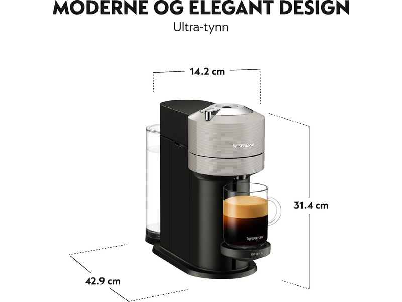 NESPRESSO Vertuo Next by Krups, Light Grey -B-Grade - KomplettBedrift.no