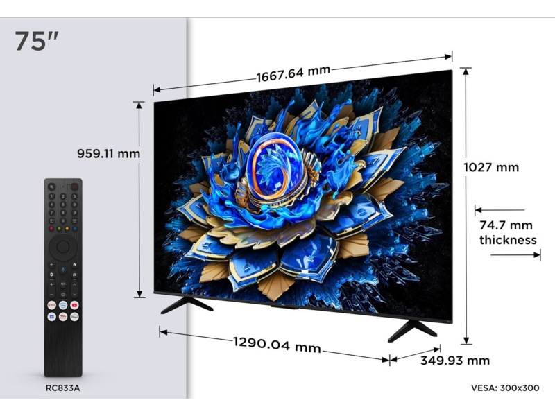 TCL 75" T69C 4K QLED Google TV -B-Grade - Demo TV/projektor ...